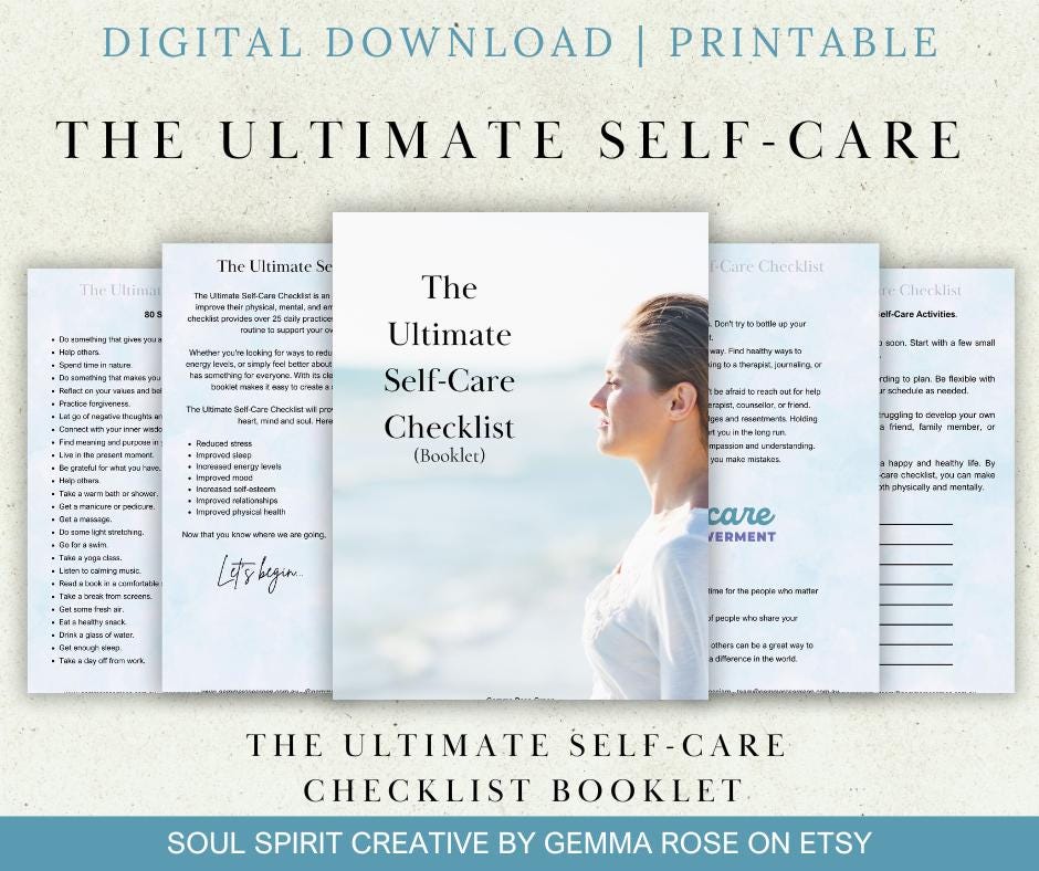 The Ultimate Self-care Checklist Self-care Booklet. Self-care Checklist ...