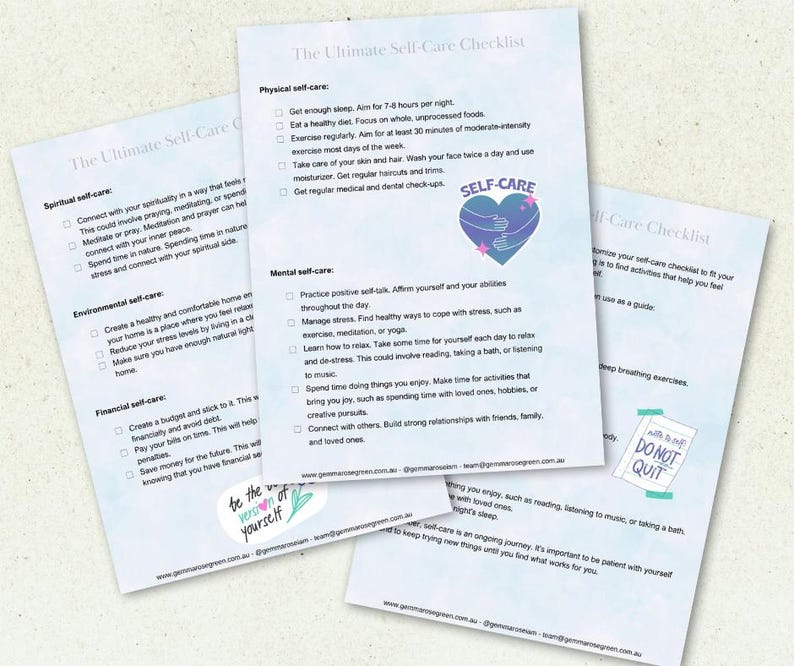 The Ultimate Self-care Checklist Self-care Booklet. Self-care Checklist ...
