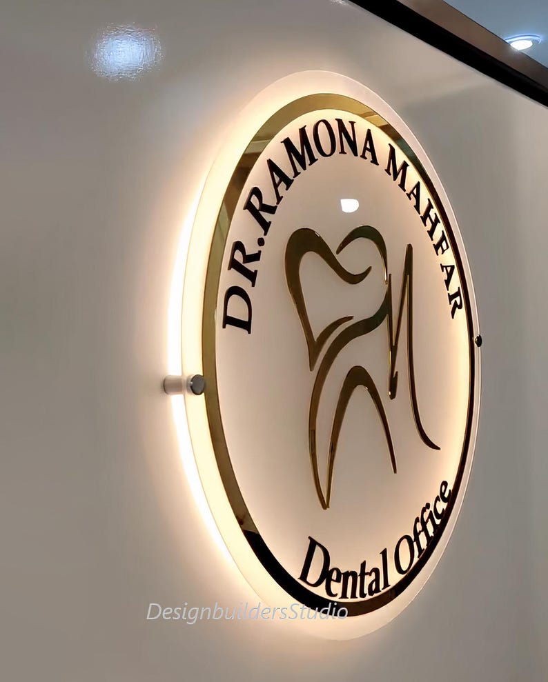 Round Acrylic Logo Sign, Dental Clinic Sign, Custom Business Sign ...