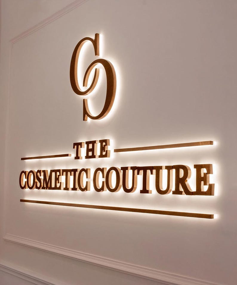 Custom Backlit Business Logo, Halo Illuminated 3D Sign, Company Signage ...