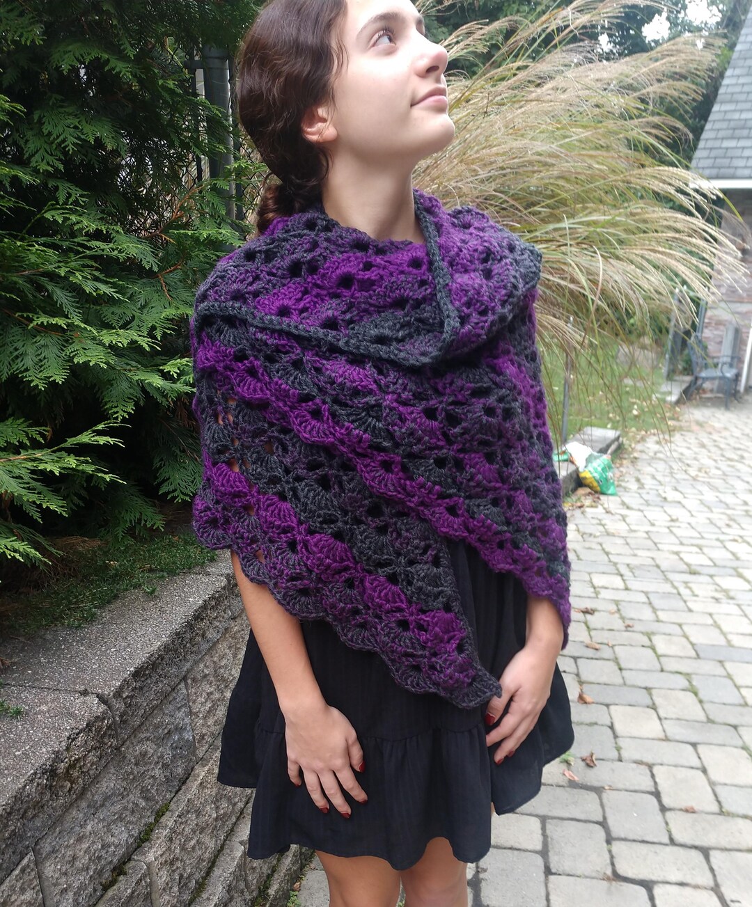 Purple Shawl, Ladies Shawl, Handmade Wrap, Handmade Shawl, Ladies Accessories, Gifts for Her ...