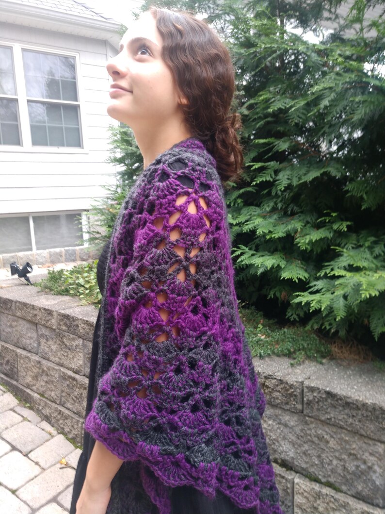 Handmade Purple Crochet Shawl, Open Weave Lacy Wrap - Etsy