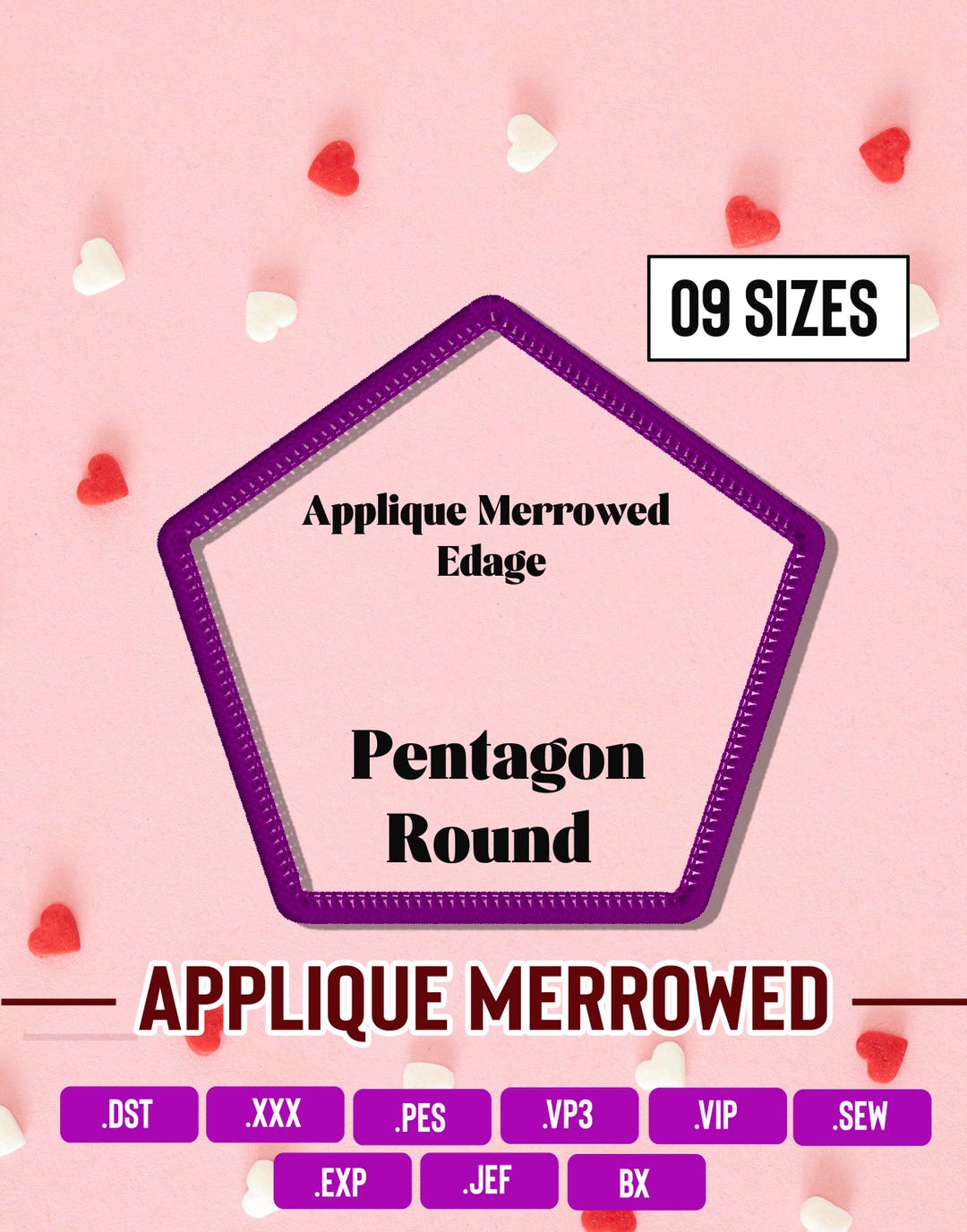 Pentagon Rounded Applique Merrowed Rectangle Frame Patch Merrowed Edges ...