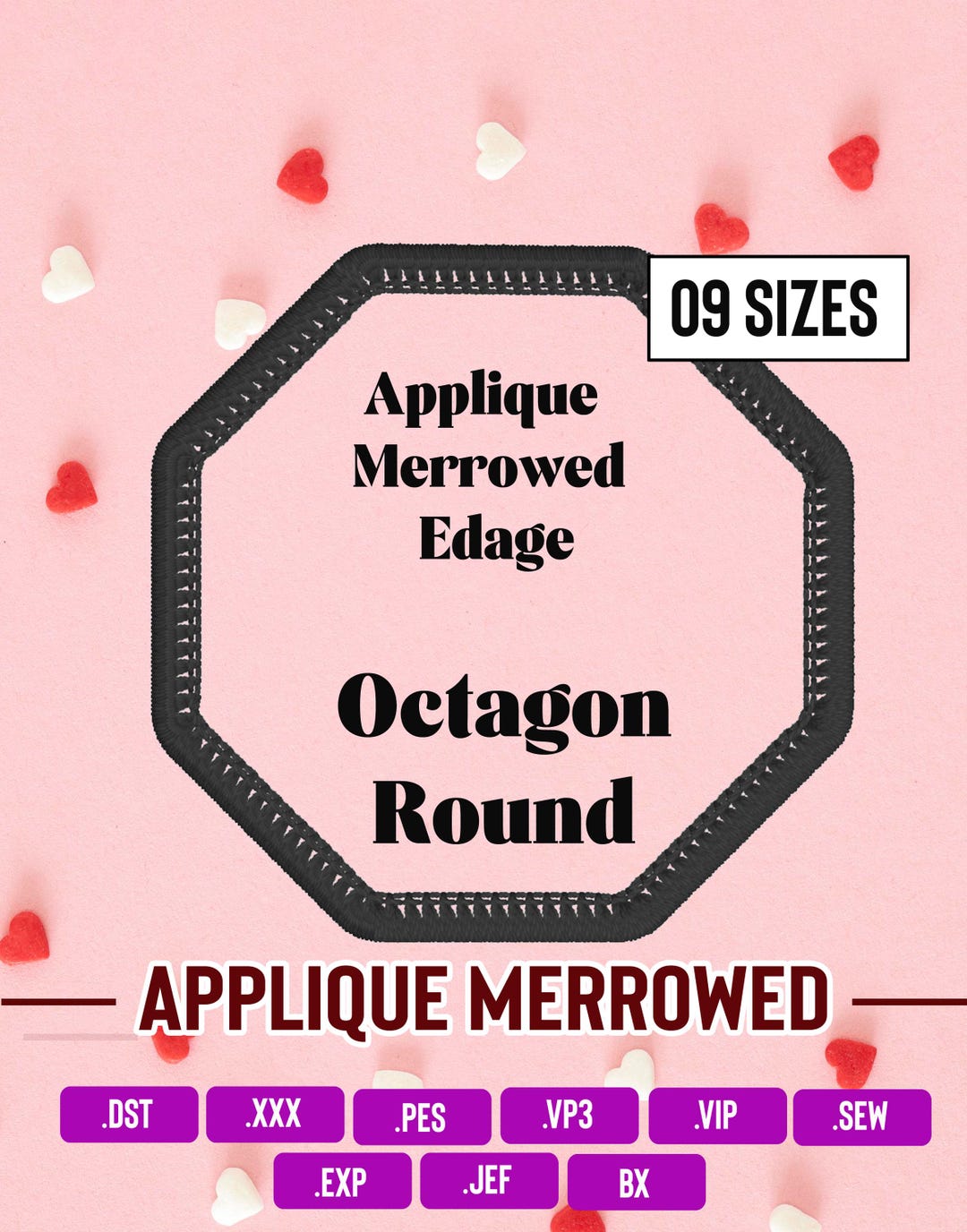Octagon Rounded Applique Merrowed Rectangle Frame Patch Merrowed Edges ...