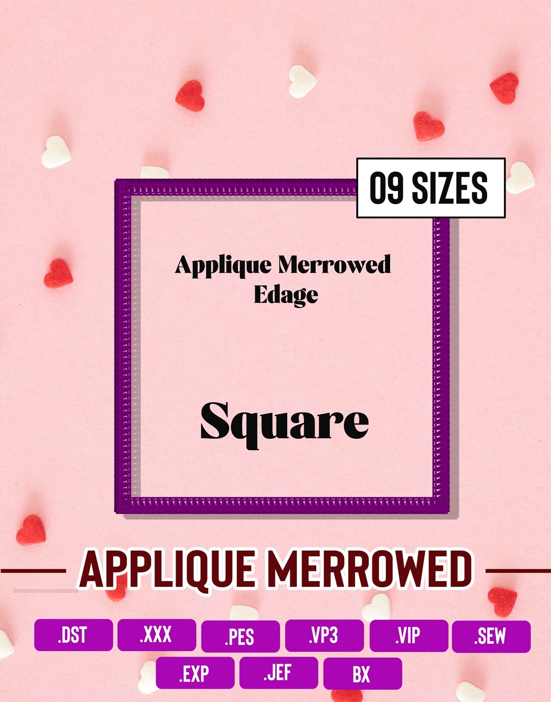 Square Merrowed Rectangle Frame Patch Merrowed Edges Die Craft Instant ...