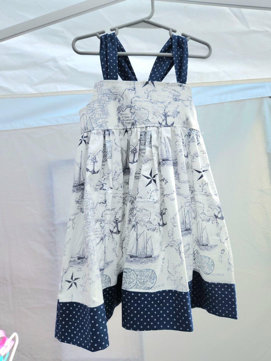 Big or Little Girls Nautical Map Adjustable Dress / 1st Birthday Dress ...