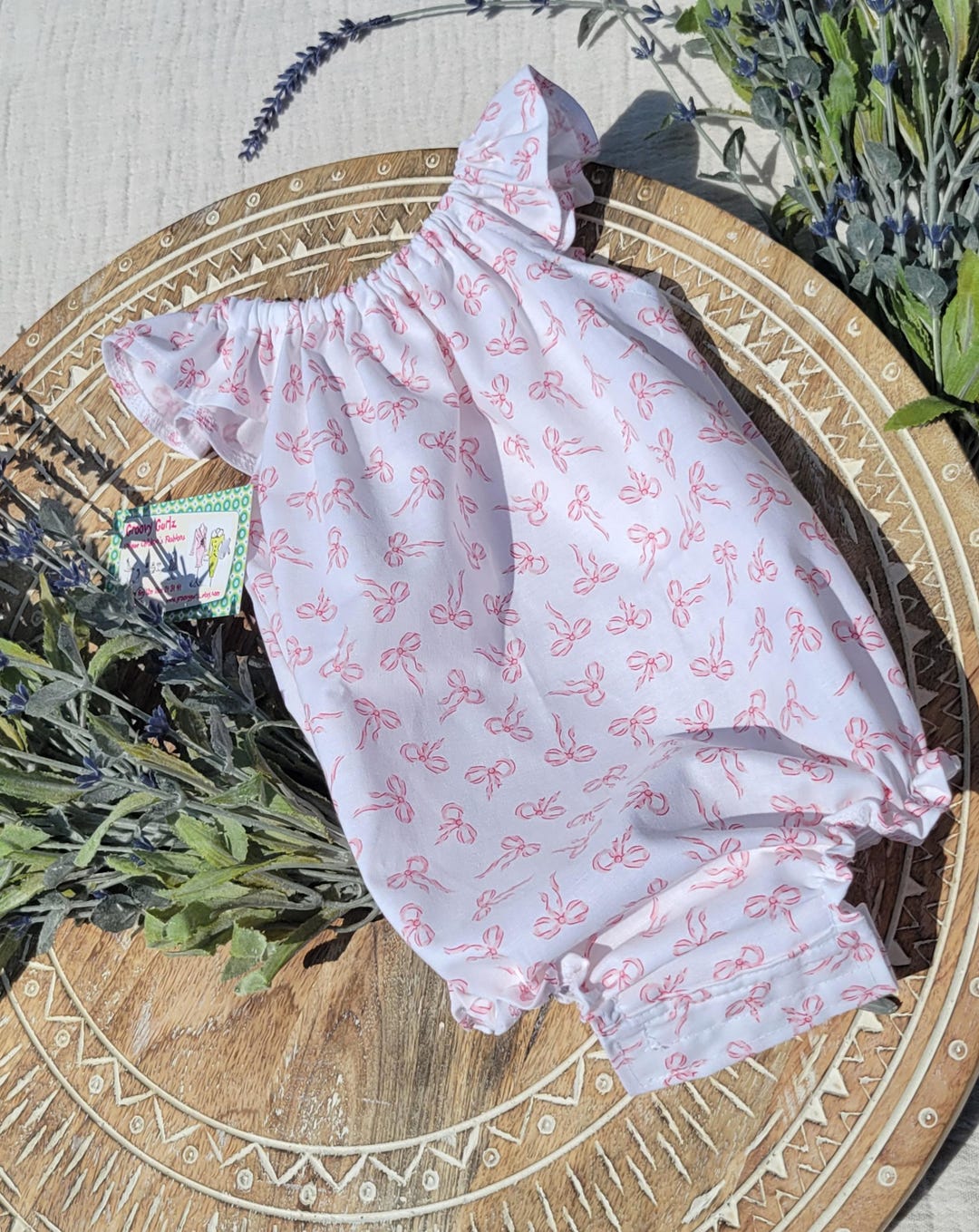 Girls Pink Bow Romper With Flutter Sleeves - Etsy