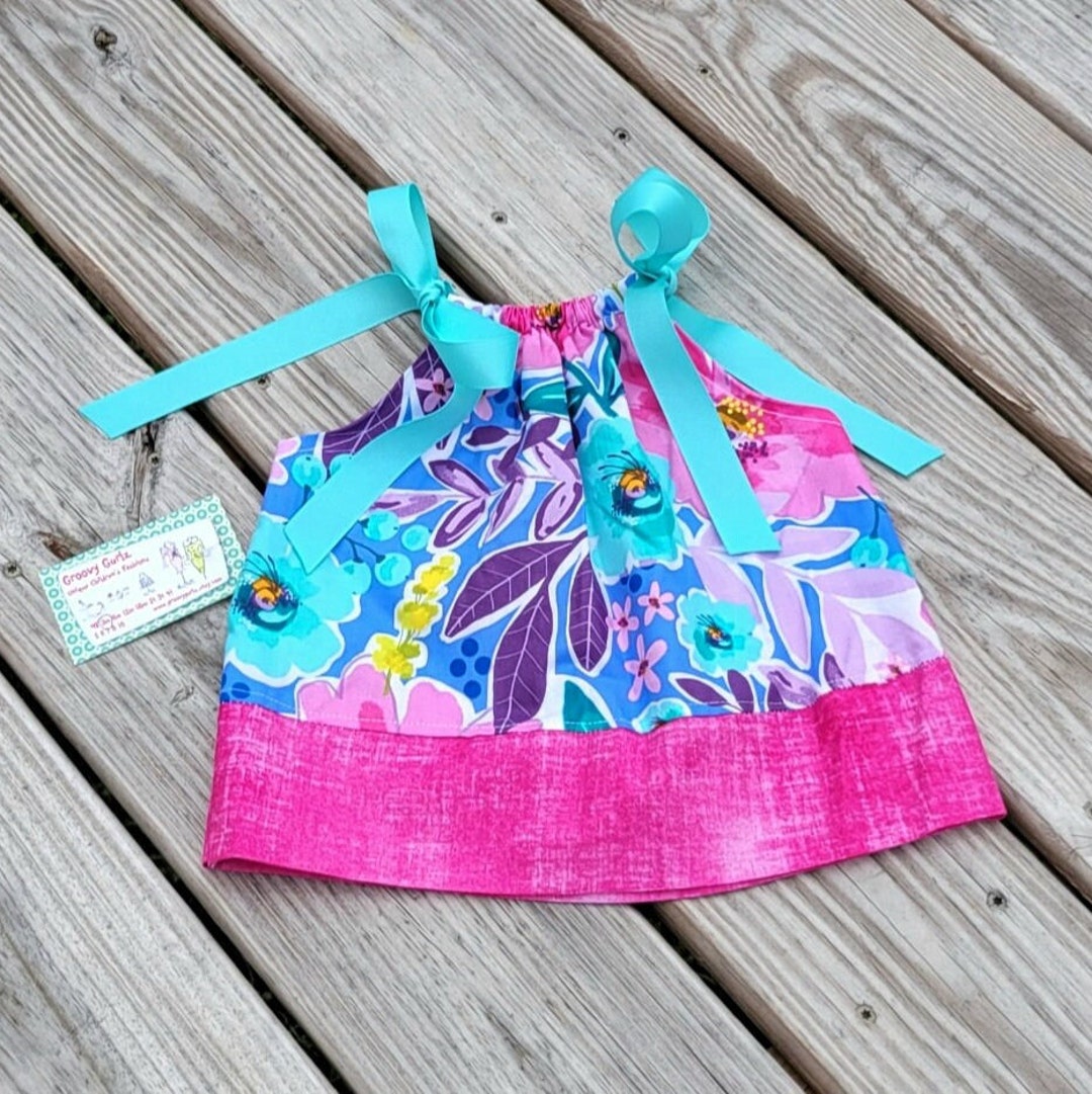 Girls Pink and Purple Floral Pillowcase Dress - Etsy