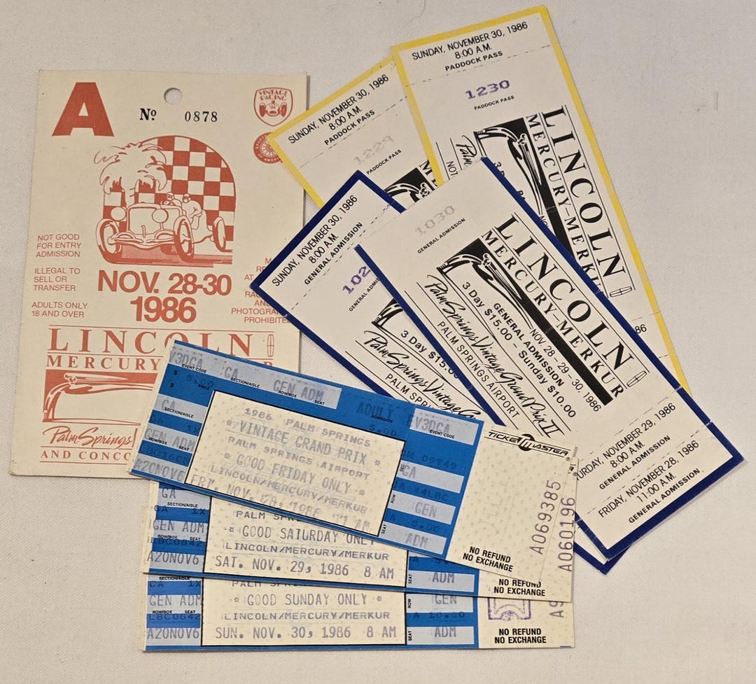 1986 Lincoln Mercury-merkur Palm Springs Vintage Grand Prix II Tickets ...