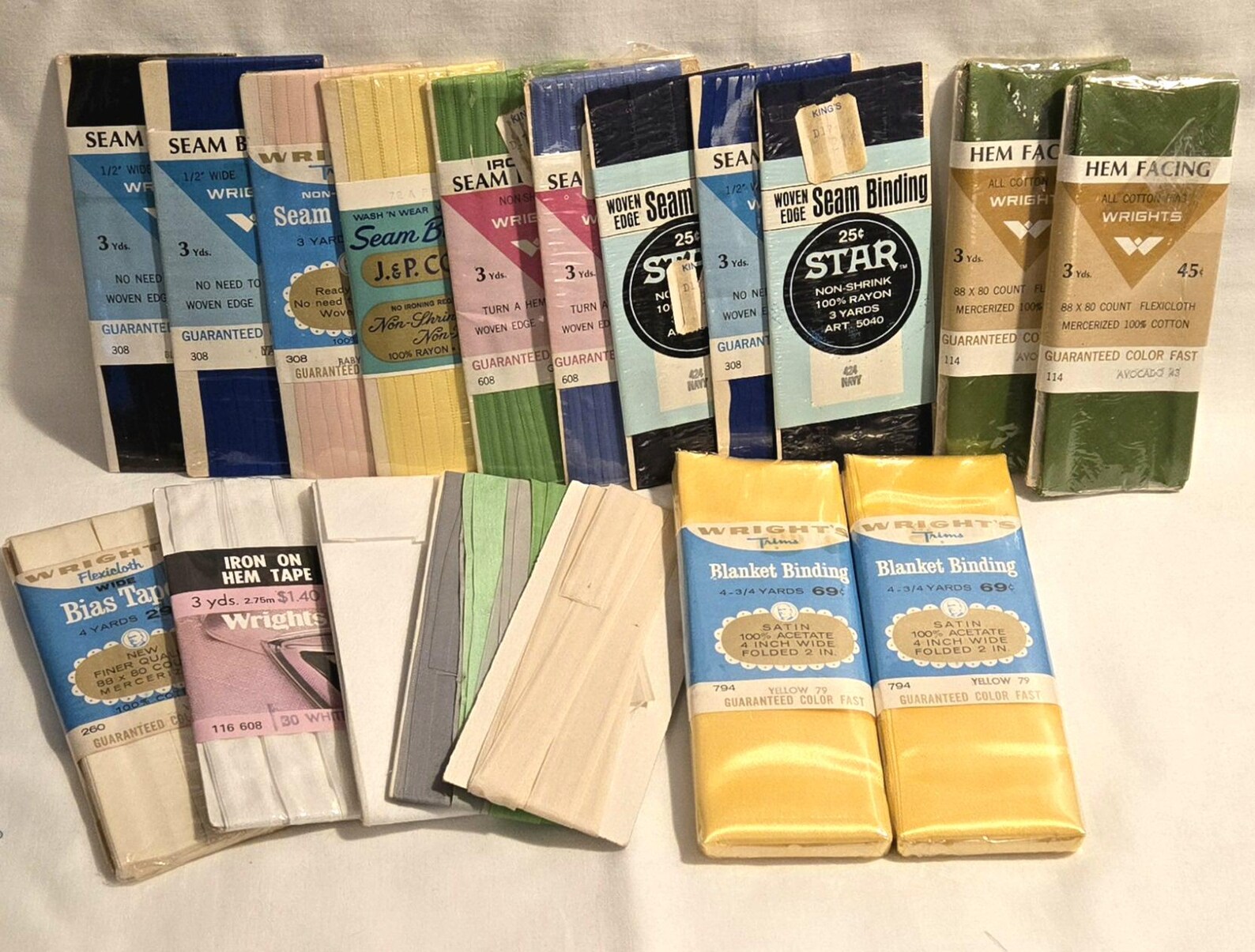 18 Packs - Variety of Vintage Seam Binding, Hem Facing, Bias Tape ...