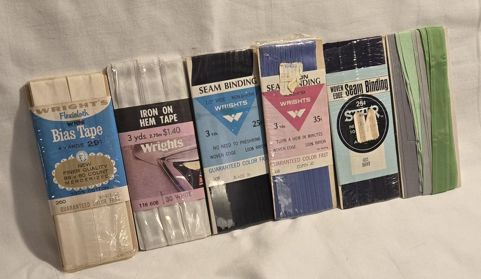 18 Packs - Variety of Vintage Seam Binding, Hem Facing, Bias Tape ...