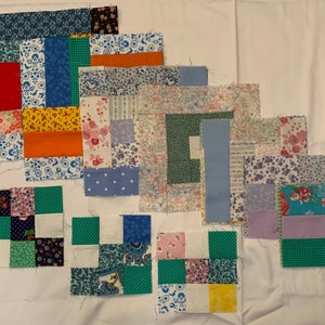 28 Scrappy Patchwork Quilt Blocks ~ Variety of Sizes, Colors, & Block ...