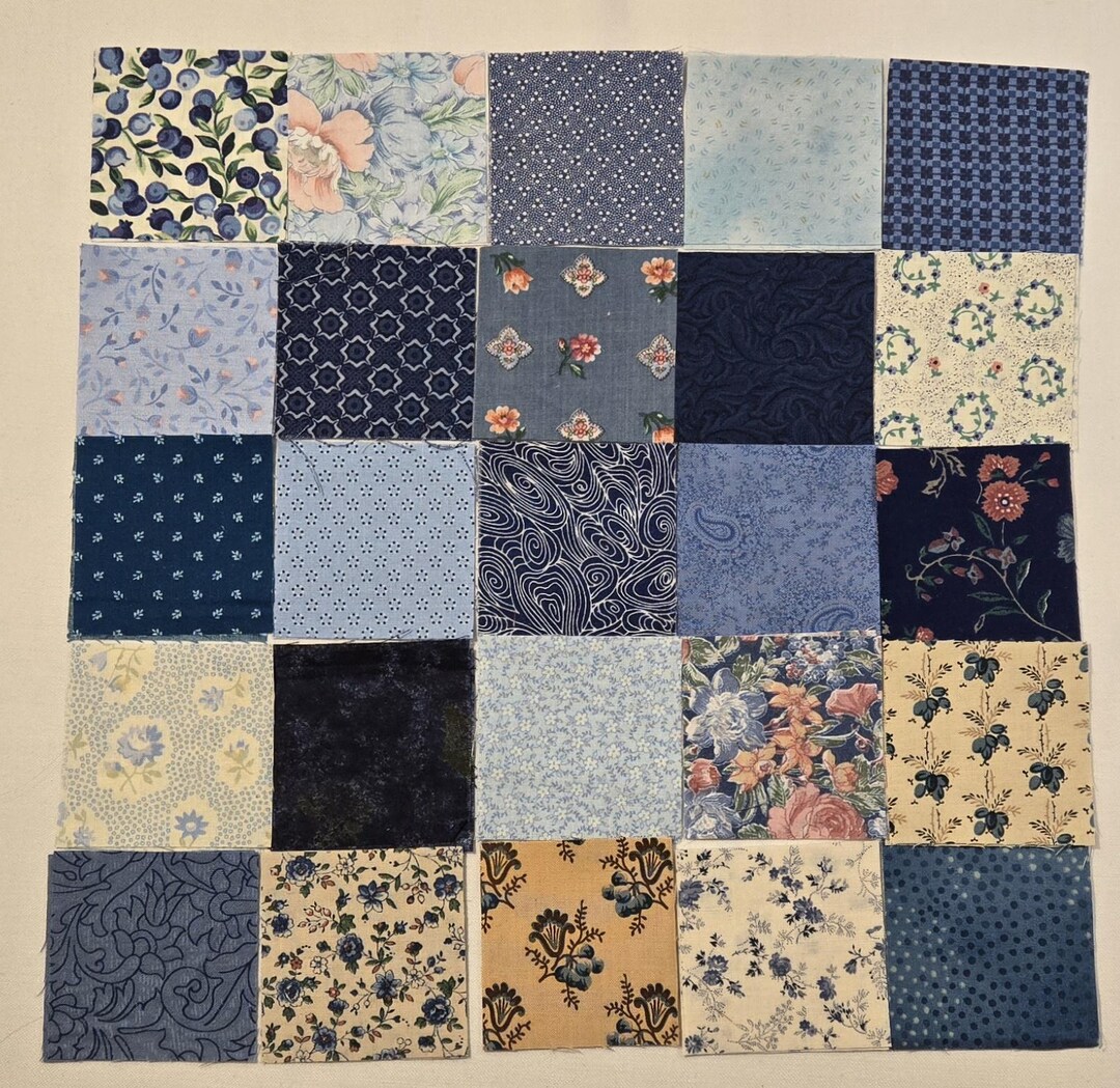 50 Blue Cotton Fabric Squares for Quilting ~ 2.5" Mini Charm Pack - Etsy