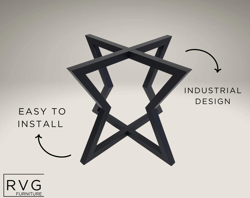 Industrial Metal Dining Table Base - STAR 2 | Sturdy Table Base for ...