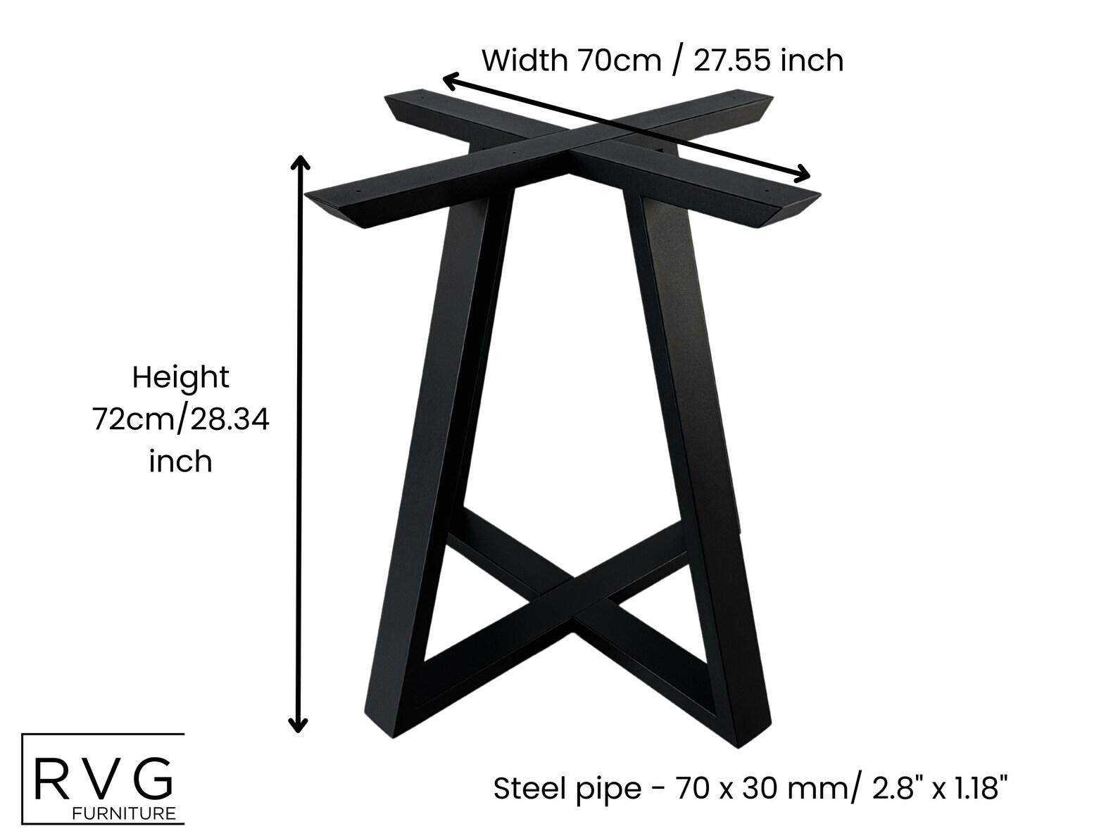 Industrial Metal Dining Table Base - CROSS | Sturdy Table Legs for ...