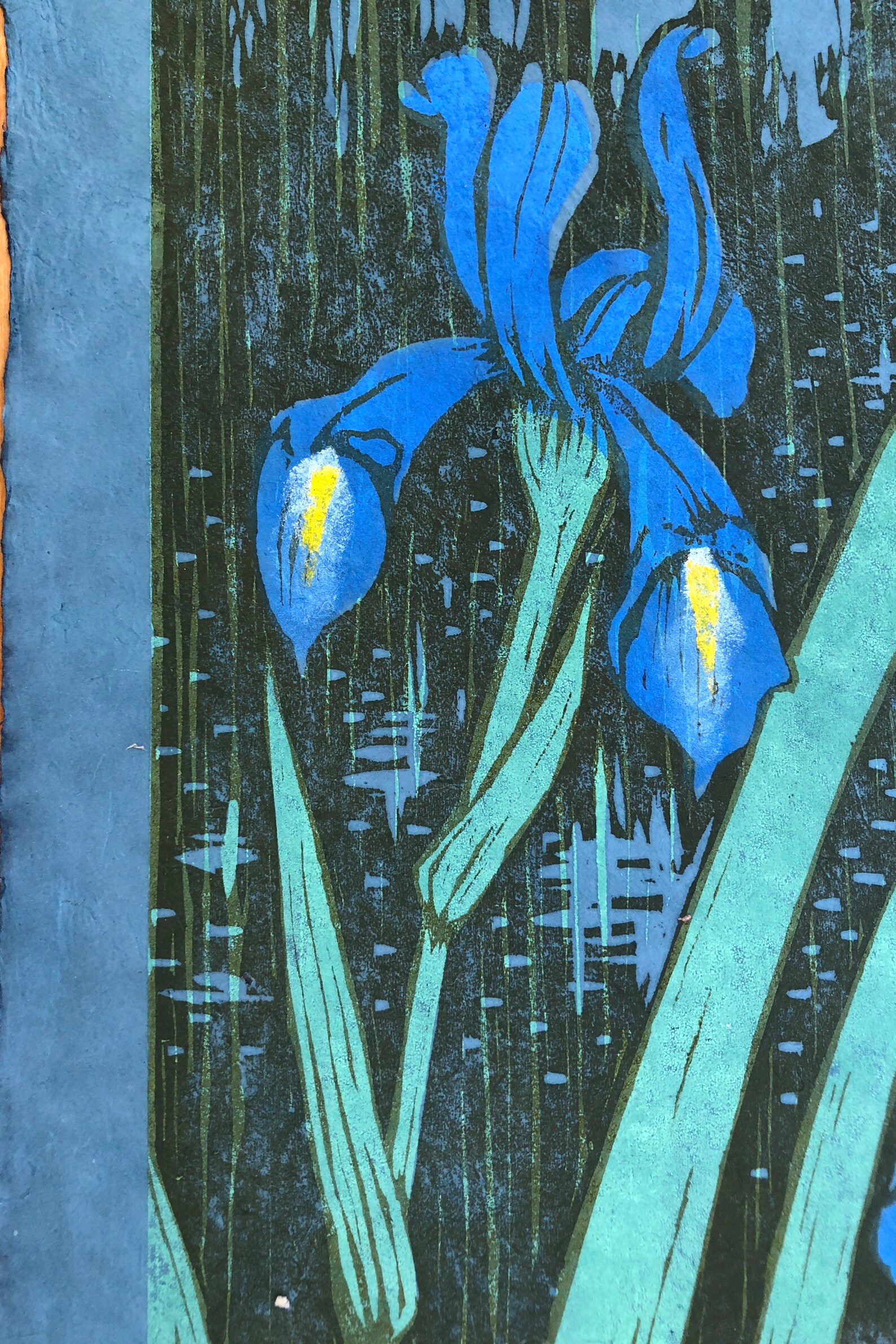 Blue Flag Iris, Large Woodblock Print on Handmade Paper - Etsy