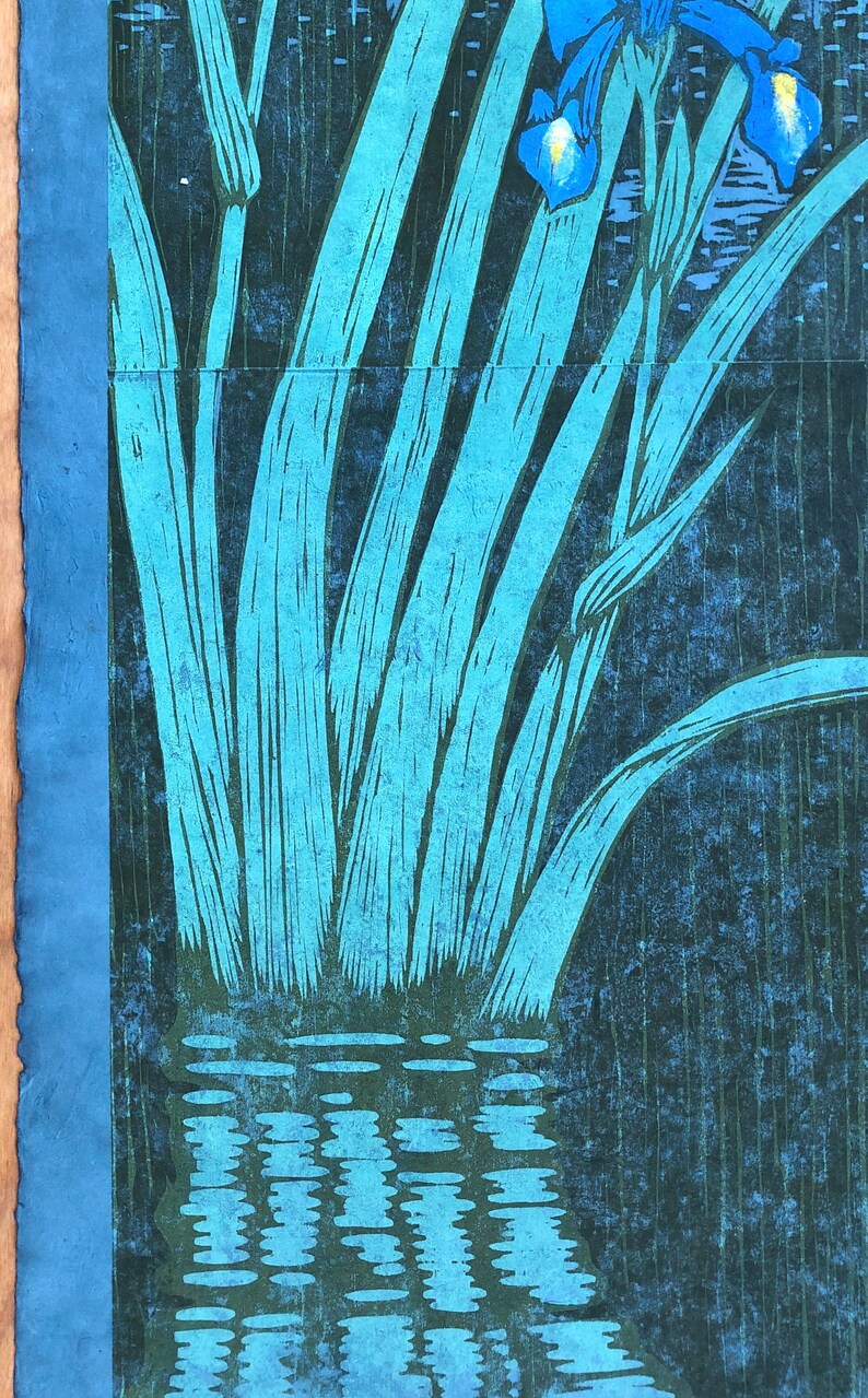 Blue Flag Iris, Large Woodblock Print on Handmade Paper - Etsy