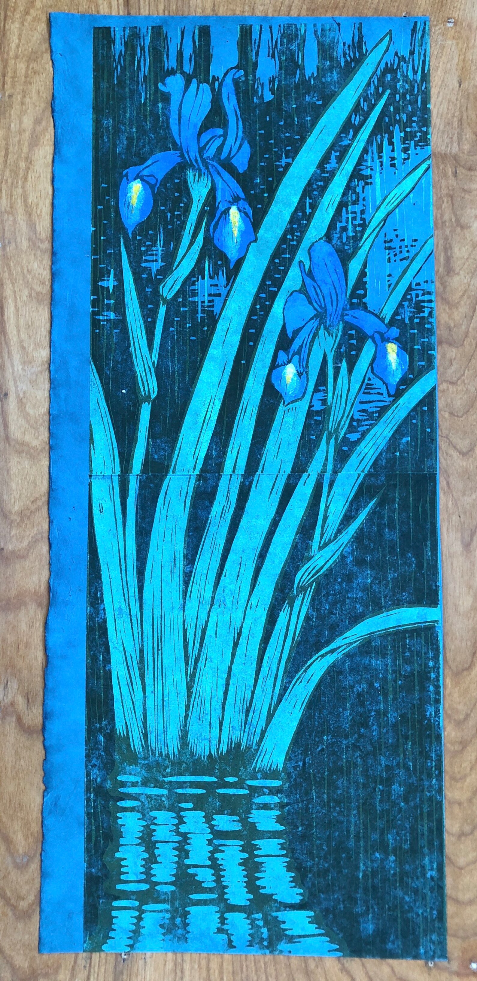 Blue Flag Iris, Large Woodblock Print on Handmade Paper - Etsy