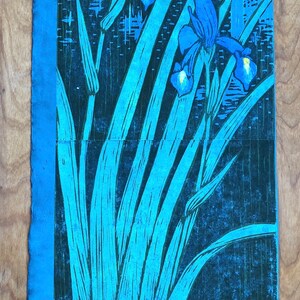 Blue Flag Iris, Large Woodblock Print on Handmade Paper - Etsy