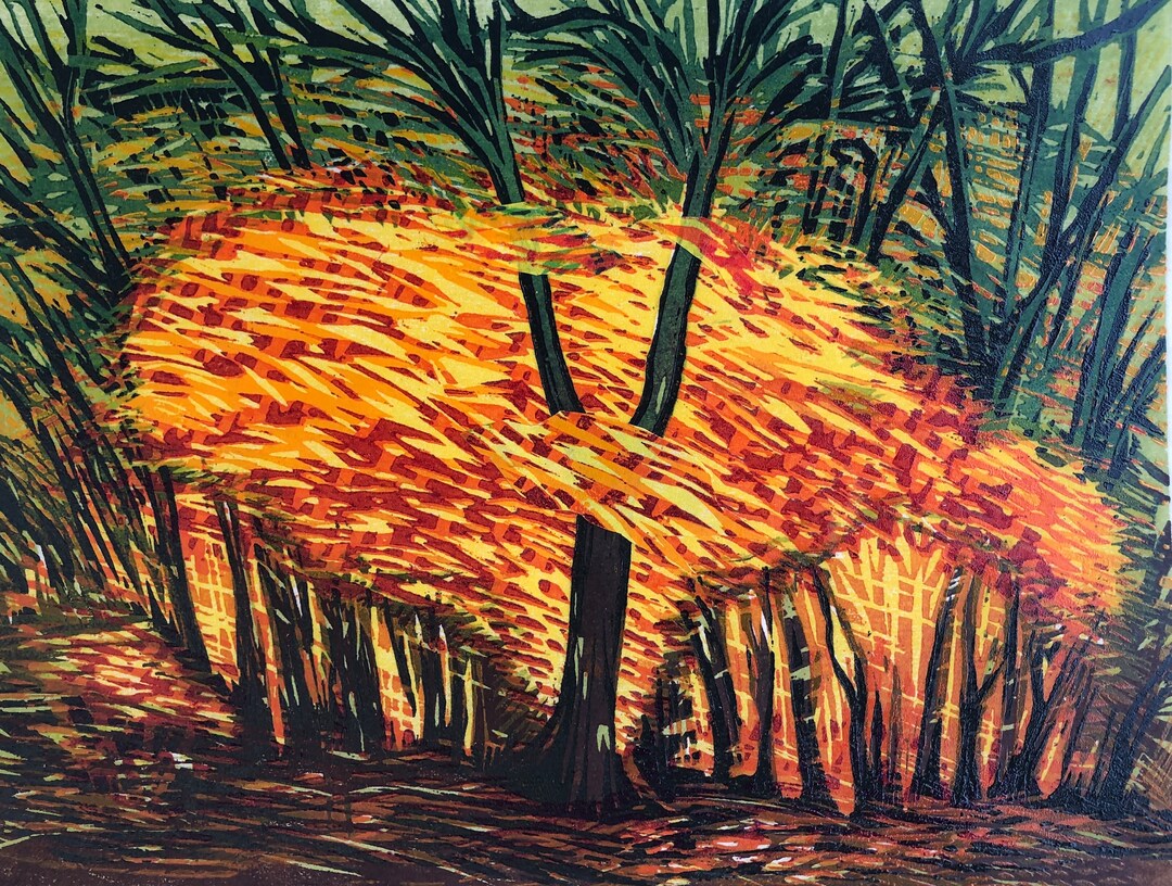 Maple Tree, Bright Fall Color, Small Woodblock Print - Etsy