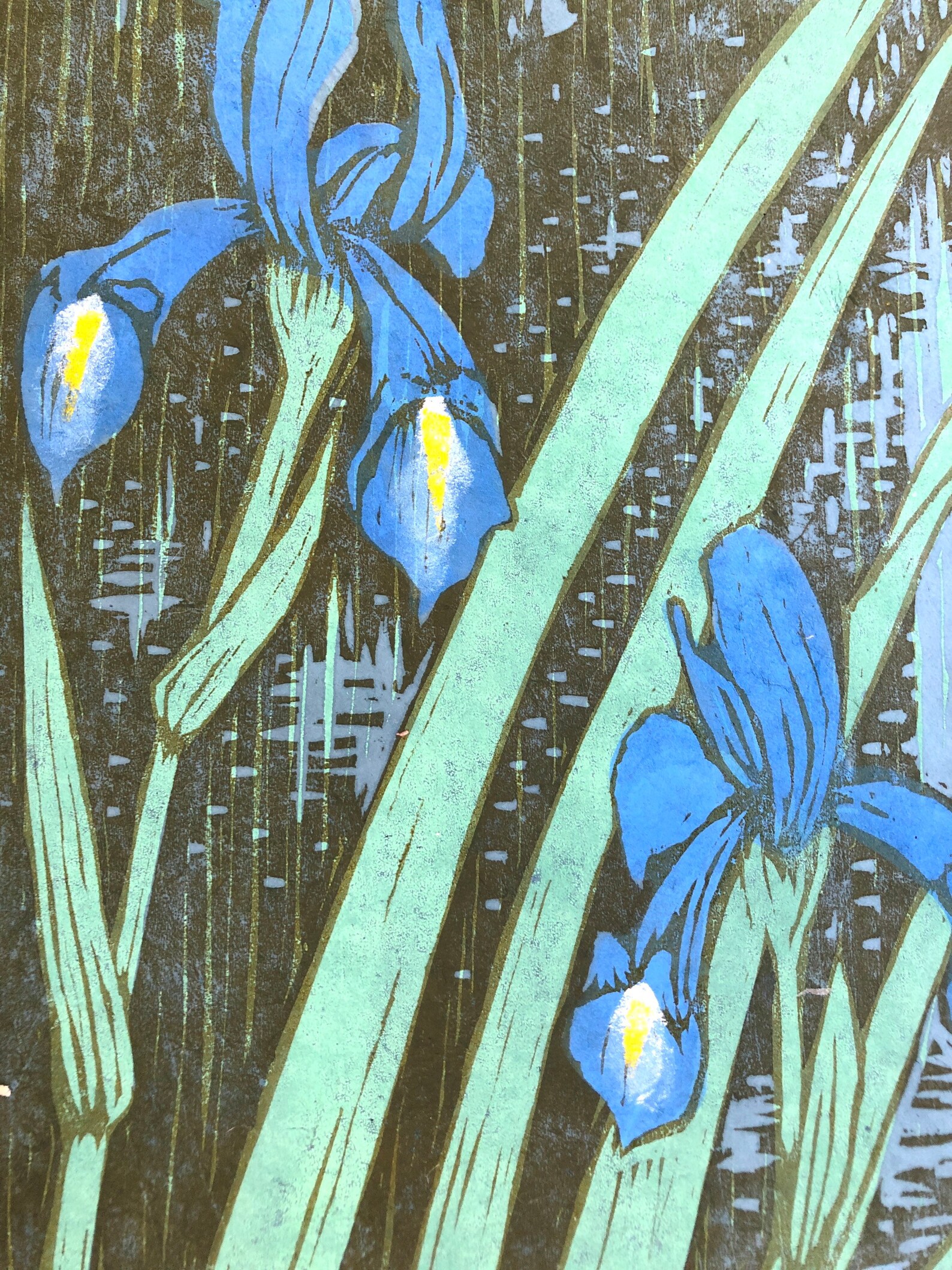 Blue Flag Iris, Large Woodblock Print on Handmade Paper - Etsy