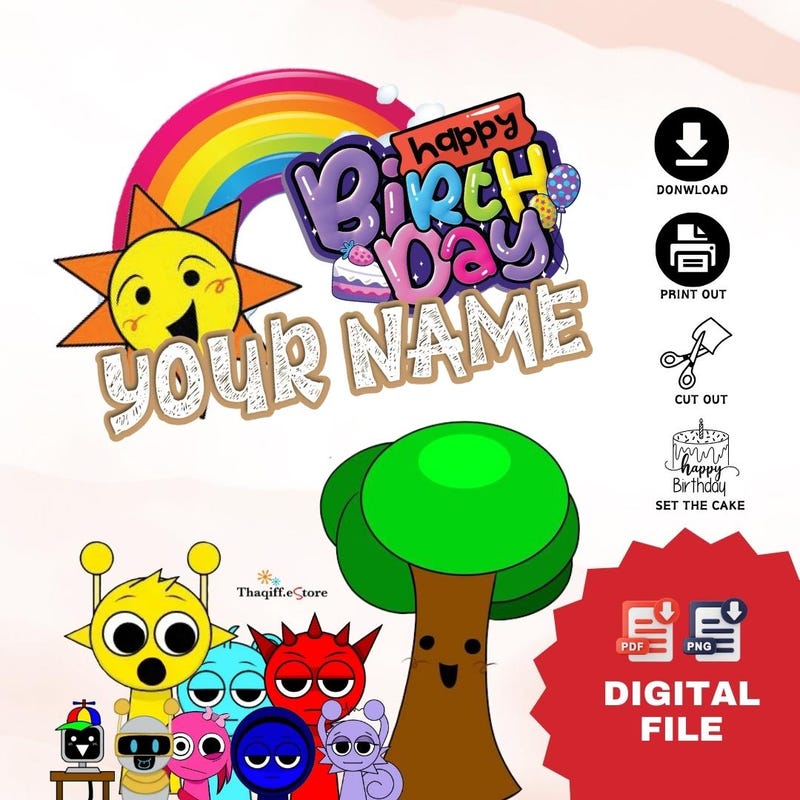 Sprunki Birthday Cake Topper - Etsy