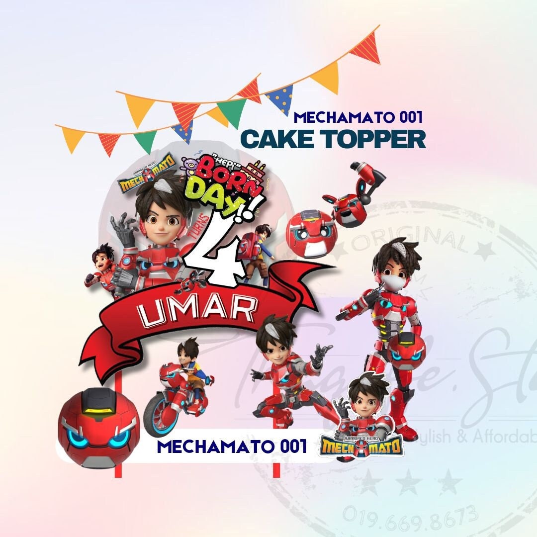 Mechamato Birthday Cake Topper L Cartoon Party Decoration L Cartoon ...