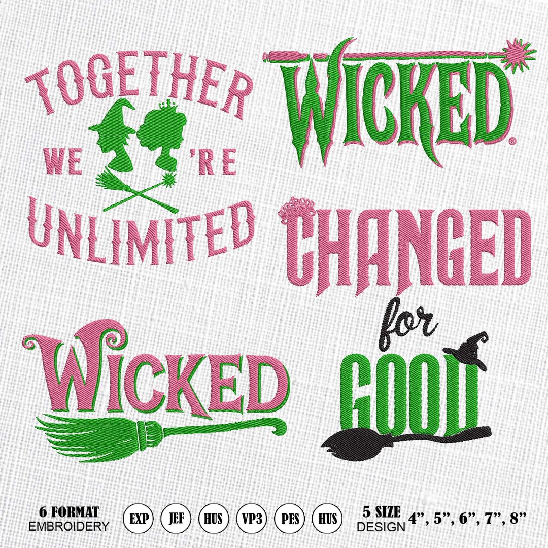 Bundle Wicked Embroidery Design File, Wicked Embroidery Instant ...