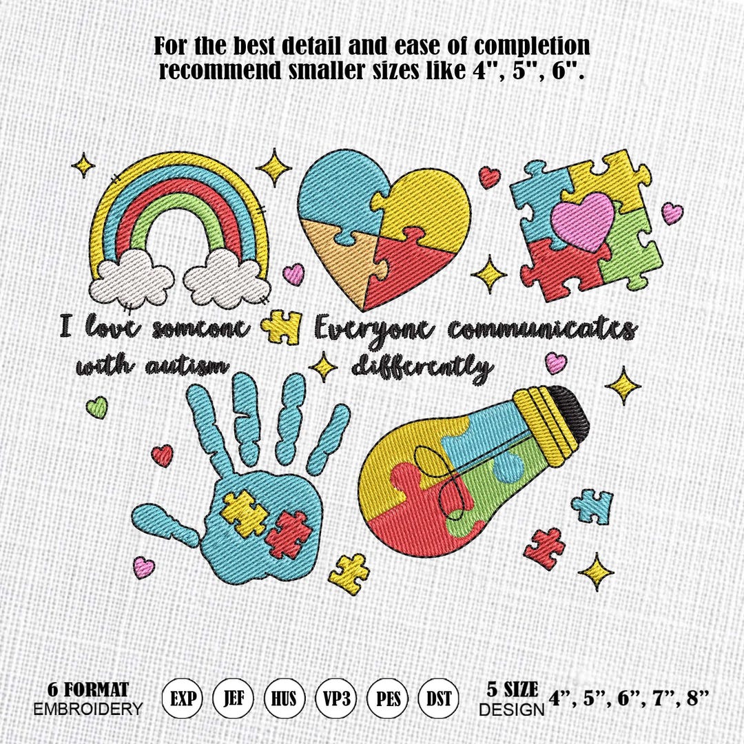 Everyone Communicates Differently Embroidery Design, Autism Embroidery ...