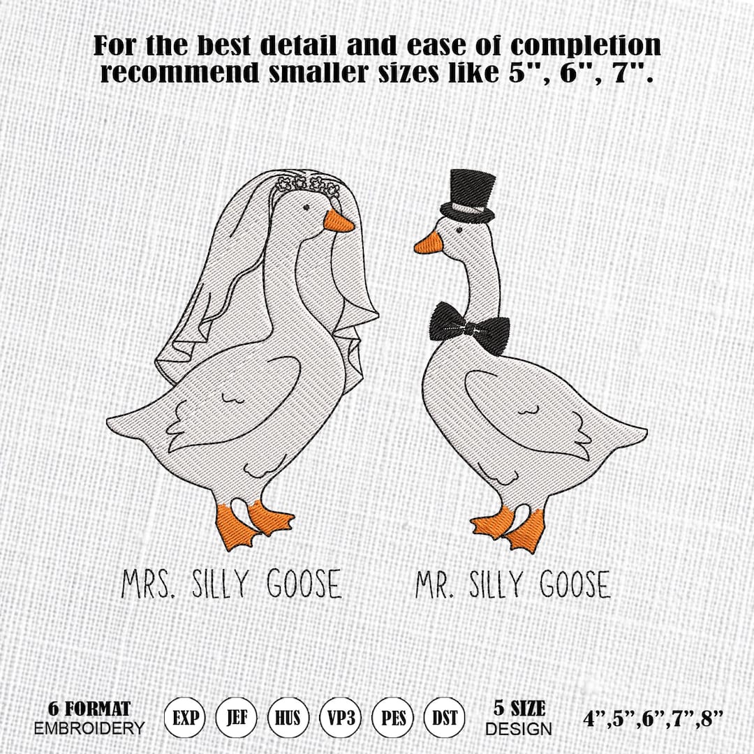 Mr. Silly Goose and Mrs. Silly Goose Embroidery File, Bride to Be Funny ...