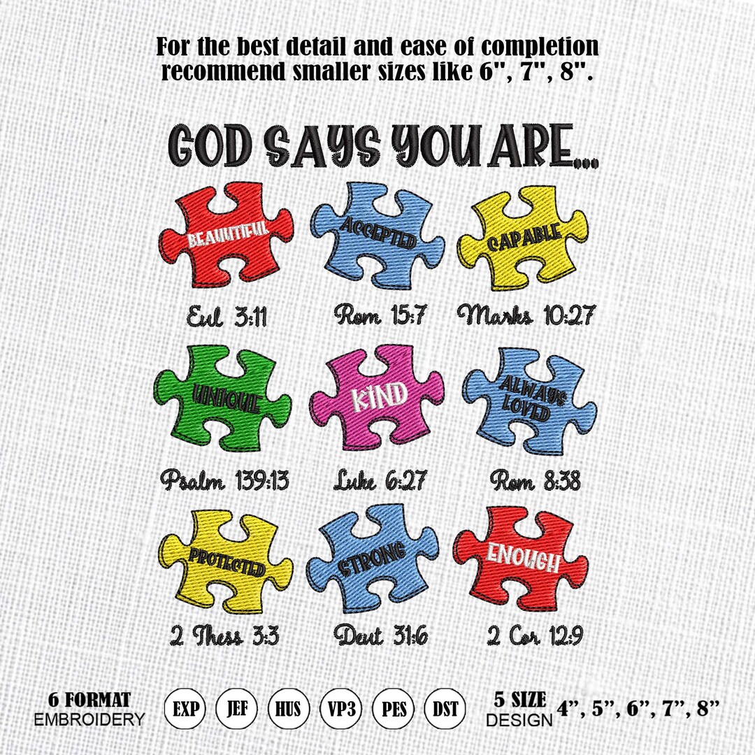 Autism Awareness Embroidery Design, God Say You Are Autism Embroidery ...