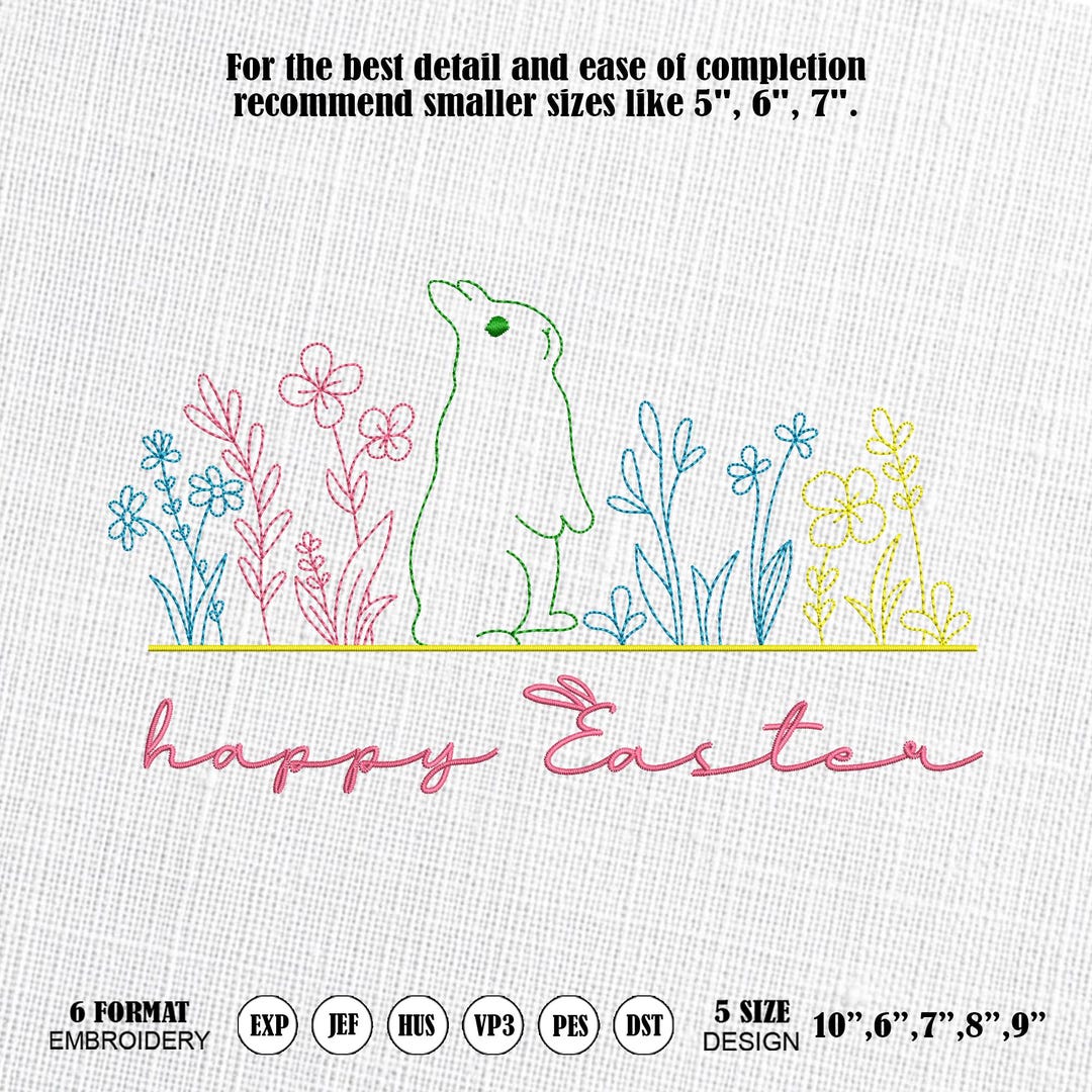 Happy Easter Embroidery Design, Floral Easter Embroidery Digital ...