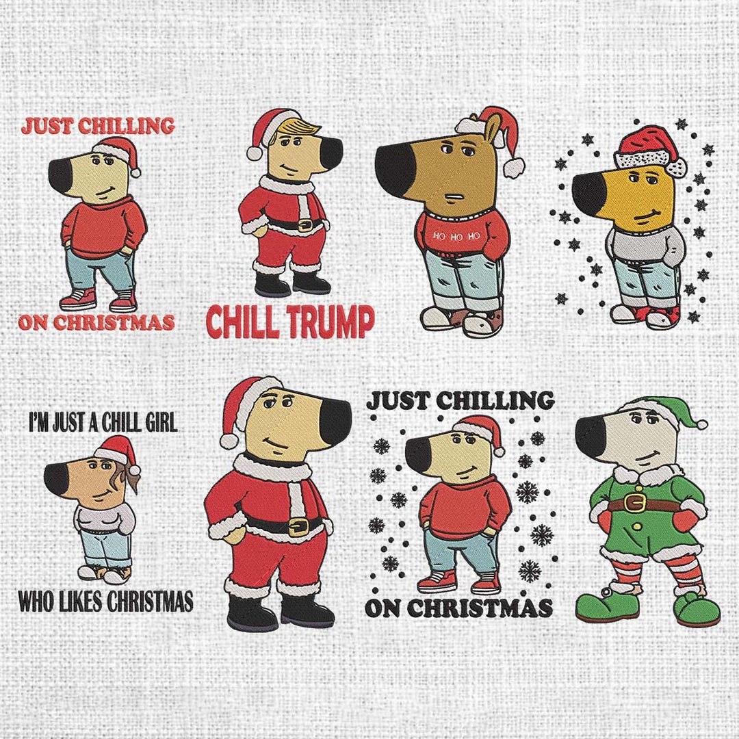 Chill Guy Christmas Embroidery Instant Download File, Just Chilling ...