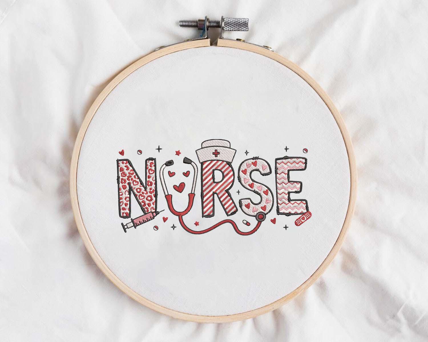 Nurse Valentine Embroidery Design, Nursing Valentine Embroidery Digital ...
