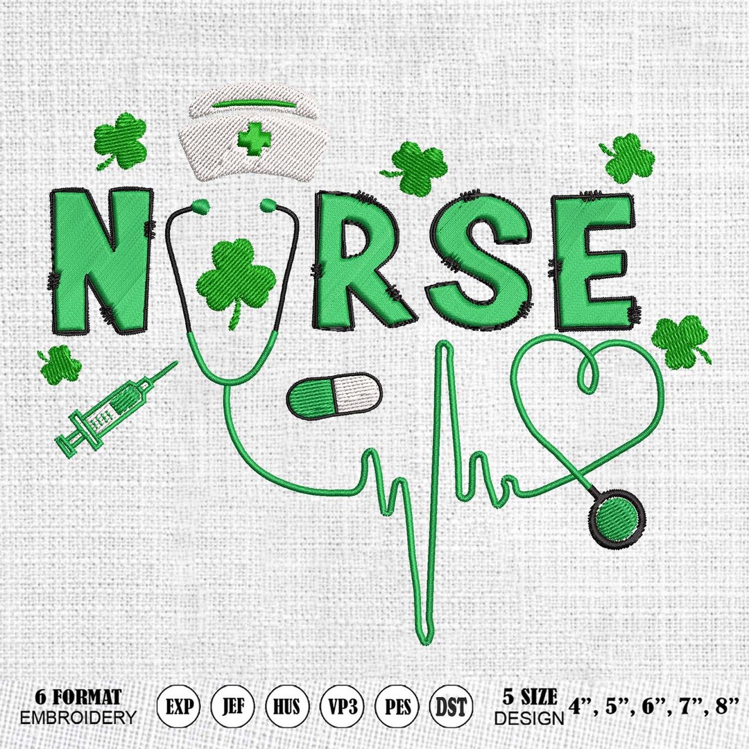 Nurse St Patrick's Day Embroidery Design, Nurse Embroidery, Happy St ...