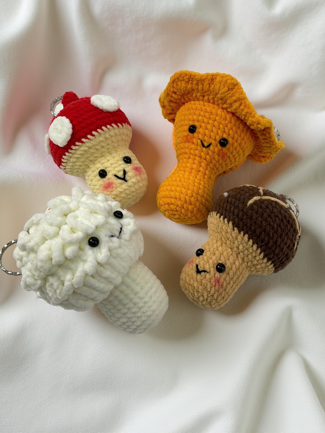Amigurumi Mushroom Keychain Pattern, Fly Agaric, Shiitake, Chanterelle ...
