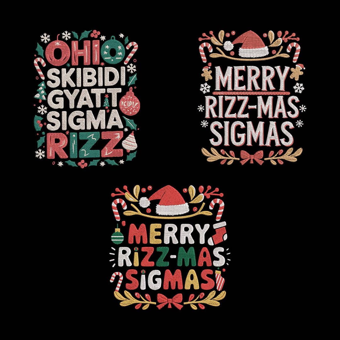 Bundle Merry Rizzmas Sigma Embroidery Digital Download, Skibidi ...