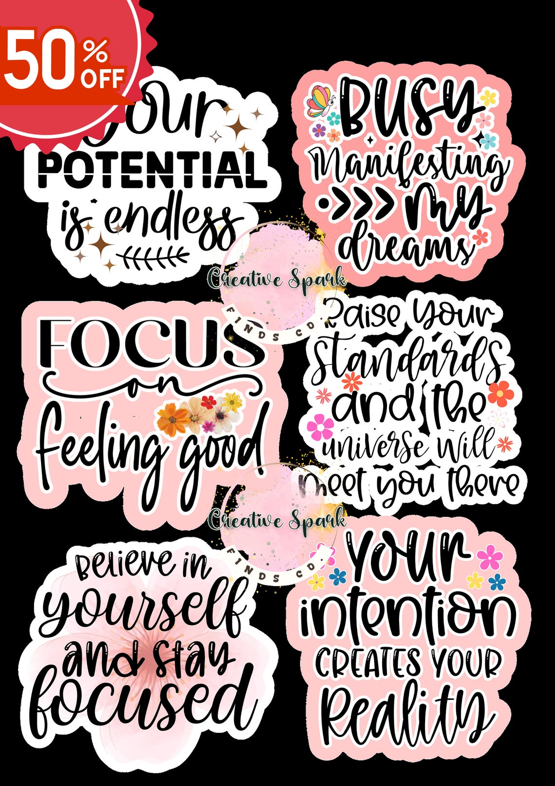 Inspirational and Motivational PNG Sticker Bundle, Inspirational Quotes ...