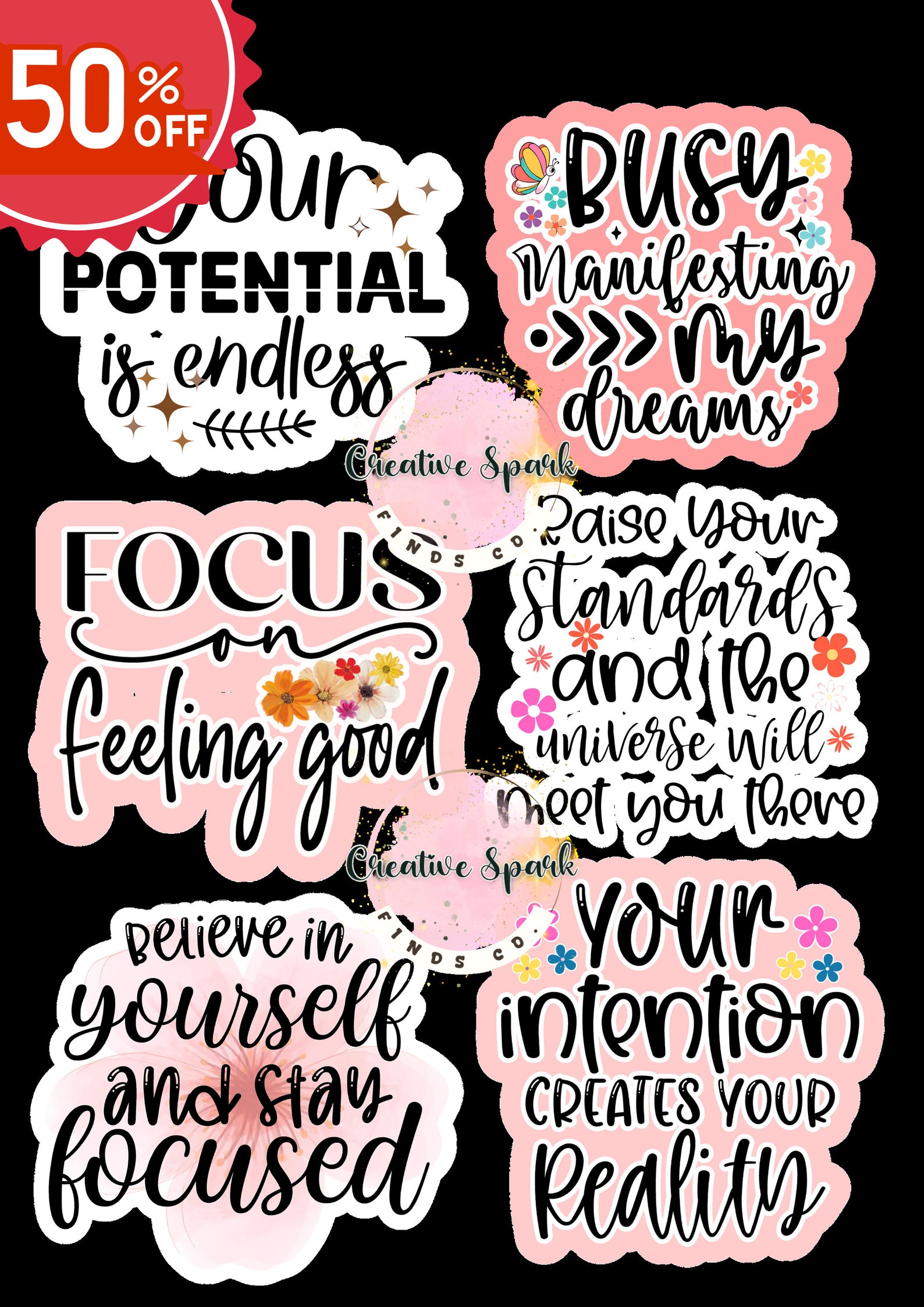 Inspirational and Motivational PNG Sticker Bundle, Inspirational Quotes ...
