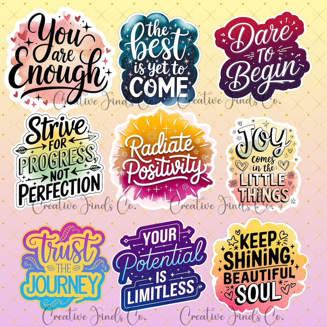 Inspirational and Motivational PNG Sticker Bundle, Inspirational Quotes ...