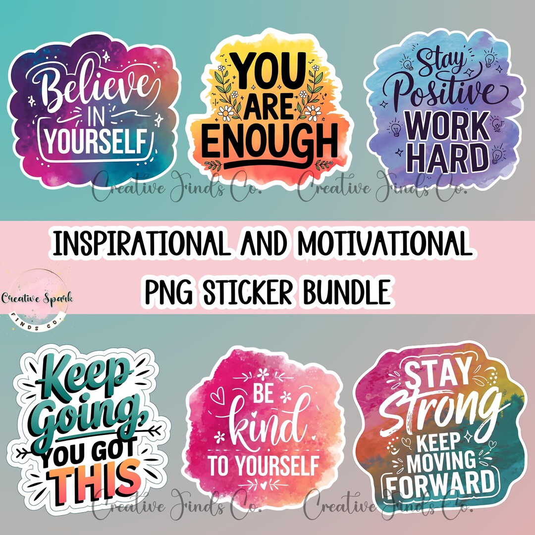 Inspirational and Motivational PNG Sticker Bundle, Inspirational Quotes ...