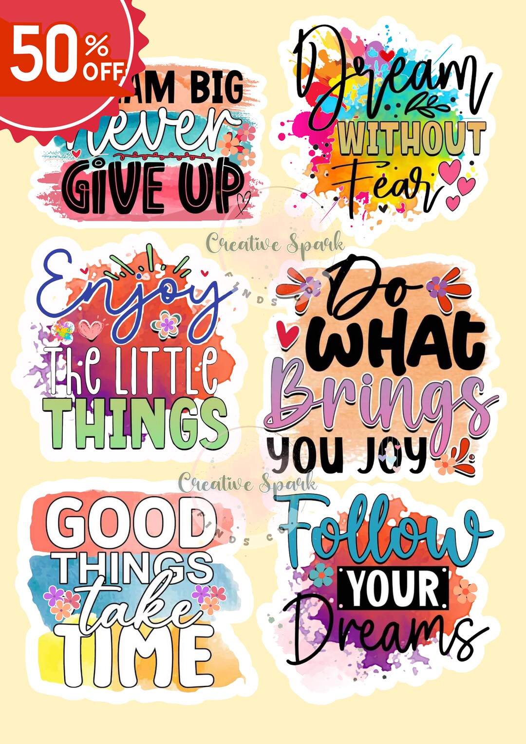 Inspirational and Motivational PNG Sticker Bundle, Inspirational Quotes ...