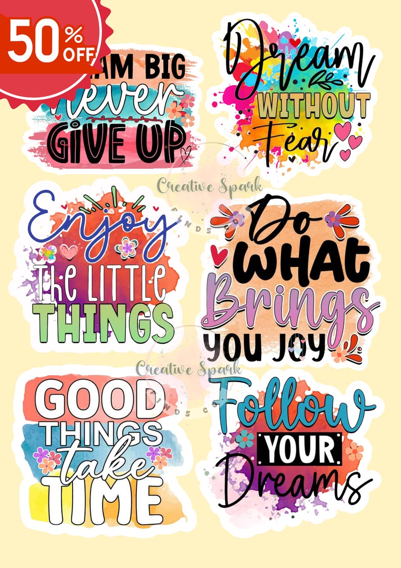 Inspirational and Motivational PNG Sticker Bundle, Inspirational Quotes ...
