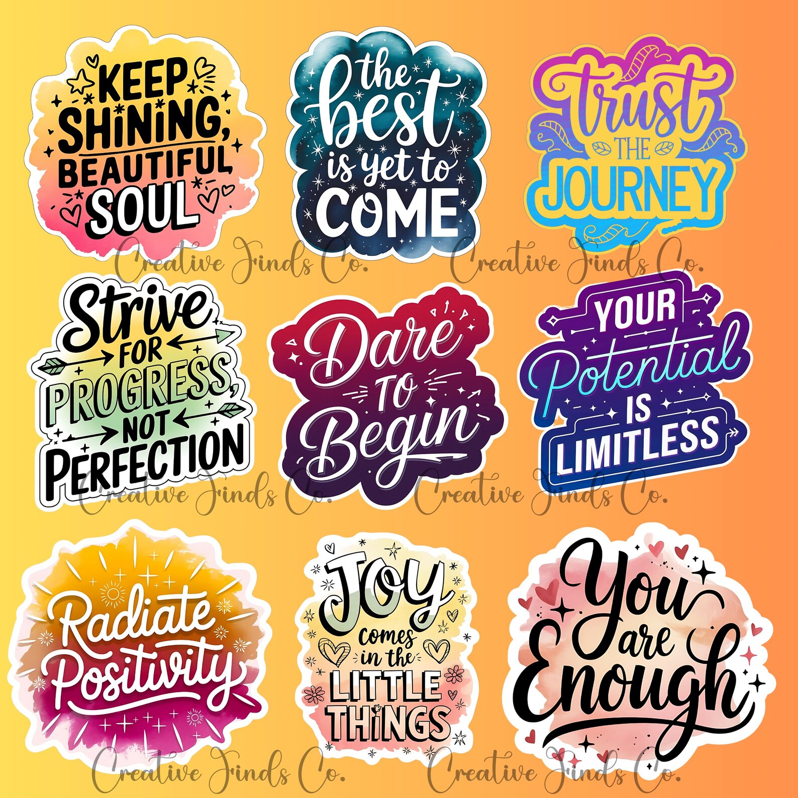 Inspirational and Motivational PNG Sticker Bundle, Inspirational Quotes ...