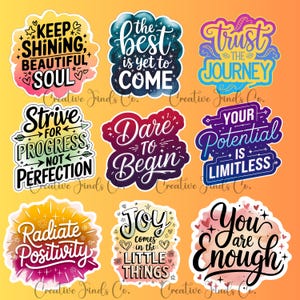 Inspirational and Motivational PNG Sticker Bundle, Inspirational Quotes ...