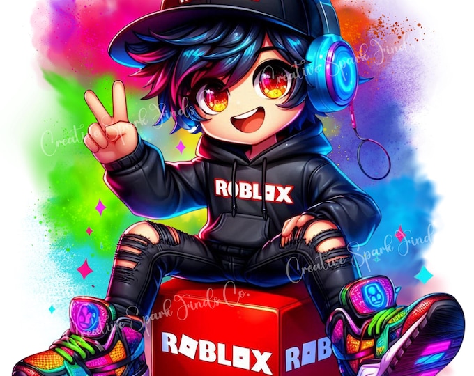 Roblox Gamer PNG: Boy Character Clipart, Game Stickers (digital ...