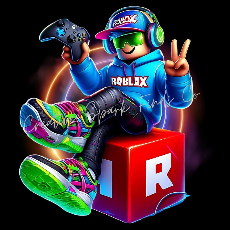 Neon Roblox Gamer Boy PNG: Gaming Avatar Clipart (digital Download - Etsy