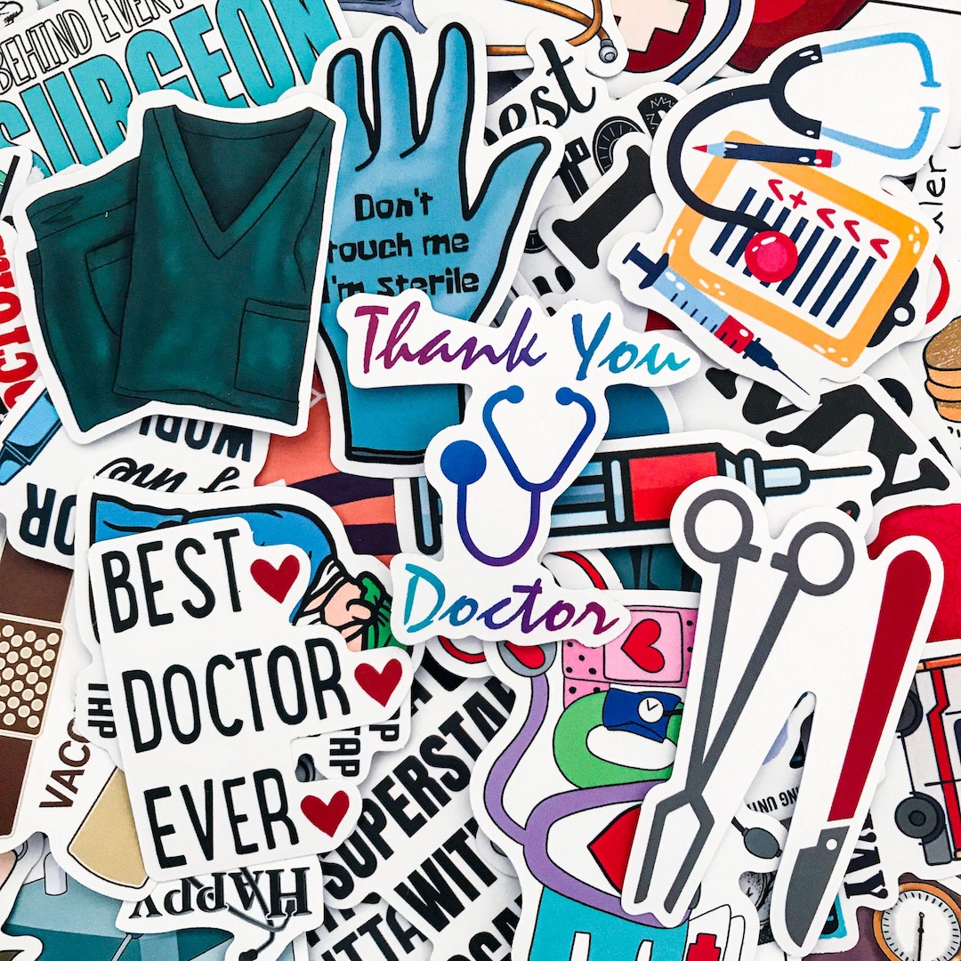 100 Random Medical Stickers, Surgeon and Nurse Stickers, Medical ...