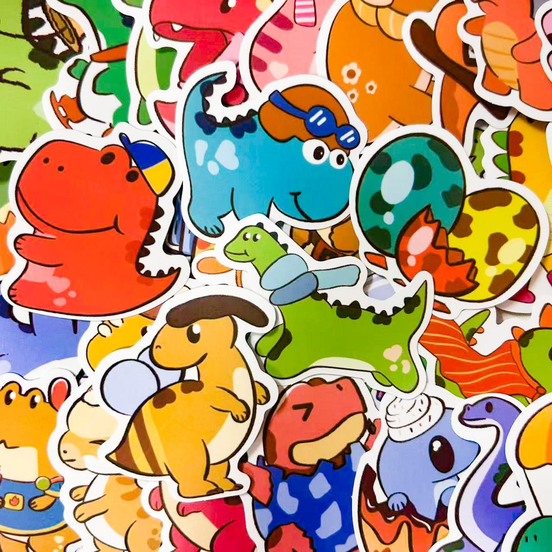 50pcs Dinosaur Stickers Pack, Cute Stickers, Cartoon Stickers, Kids ...