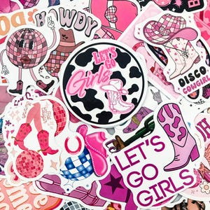 100 Random Disco Cowgirl Stickers, Pink Retro Western-themed Stickers ...